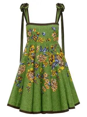 ALEMAIS Floral Linen Babydoll Sundress