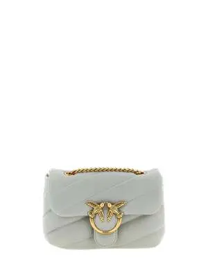 Pinko Mini Quilted Leather Bag With Chain Strap - Grey