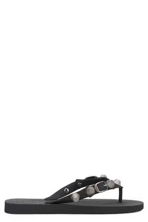 Balenciaga Cagole Studded Flip-flops - Black