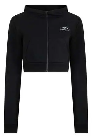Balenciaga Cropped Zip Hoodie With Hood