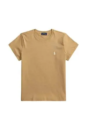 Ralph Lauren Embroidered Logo Cotton Crew Neck T-shirt - Beige