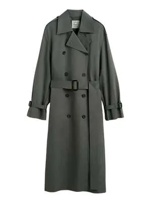 TOTEME Organic Cotton Blend Trench Coat With Belt - Grey