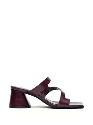 ALOHAS Leather Asymmetric Strappy Block-heel Sandals - Rosso