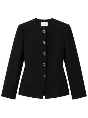 RÓHE Shaped Bouclé Wool Blazer With Rounded Neckline And Metal Button Closure