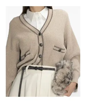 Brunello Cucinelli Sequin-embellished Ribbed Cardigan