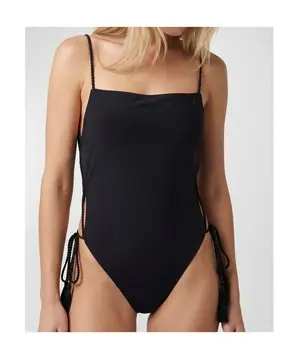 Alaïa Squareneck Tassel-tie Swimsuit