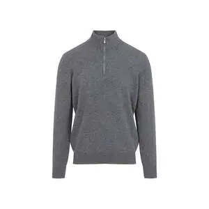 Brunello Cucinelli BRUNELLO CUCINELLI Half-Zip Pure Cashmere Sweater Gray