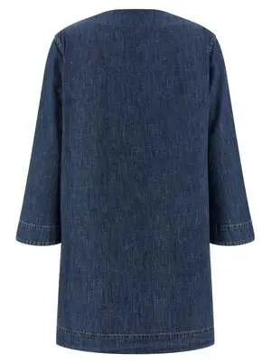Valentino Garavani Denim Dress With Vgold Pockets - Blue