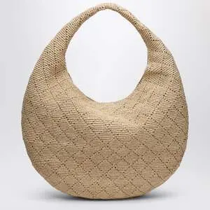 Saint Laurent Icare Hobo Bag In Crochet Raffia - Brown