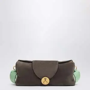Versace Vivian Pouch In Suede Split Leather With Gold Tone Hardware