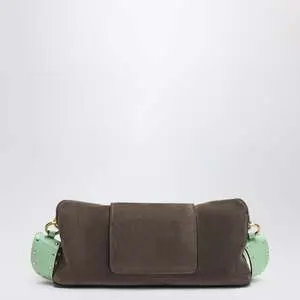 Versace Vivian Pouch In Suede Split Leather With Gold Tone Hardware