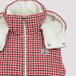 Moncler Niverolle Checked Wool Blend Padded Vest - Red