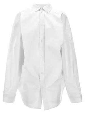 BALENCIAGA Asymmetrical Cotton Shirt With Logo Embroidery