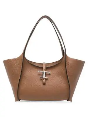 TOD'S T Timeless Small Leather Shopping Bag - Brown