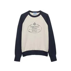 Prada Cotton Sweatshirt With Archive Logo - Cream