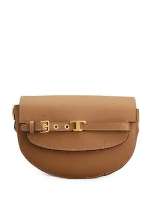 TOD'S T Signature Mini Leather Shoulder Bag - Brown