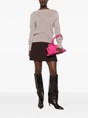 TOM FORD Long Sleeve Boat Neck Knit With Metal Plaque - Multicolor