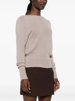 TOM FORD Long Sleeve Boat Neck Knit With Metal Plaque - Multicolor