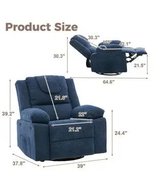 HOMFAN Oversized Massage Rocker Recliner For Adults