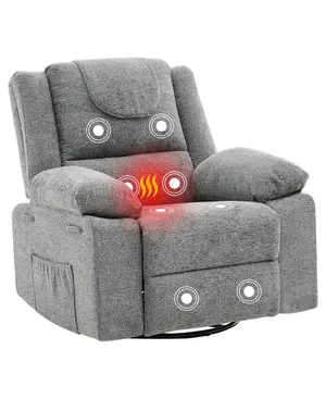 HOMFAN Oversized Massage Rocker Recliner For Adults - Grey