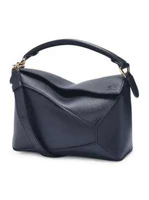 Loewe Small Puzzle Edge Bag In Grained Calfskin - Blue