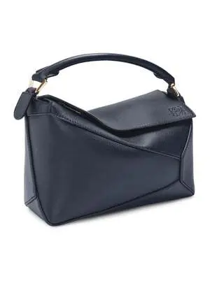 Loewe Small Puzzle Edge Bag In Grained Calfskin - Blue