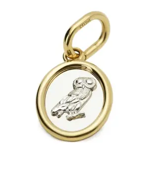 Celine Charms Owl Medal In Brass With Gold And Rhodium Finish - Gold/silver