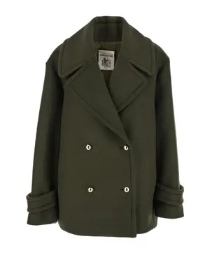 SEMICOUTURE Double-breasted Long Coat - Black
