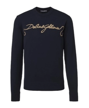 Dolce & Gabbana Embroidered Virgin Wool Sweater - Blue