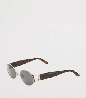 Saint Laurent Oval Sunglasses With Cassandre Logo