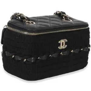 Chanel Quilted Lambskin Crochet Vanity Case With Chain