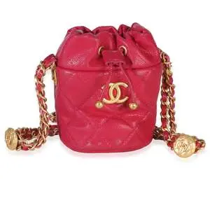 CHANEL Chanel Quilted Caviar Mini Bucket Bag