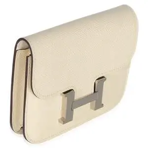 Hermès Nata Epsom Constance Slim Wallet Phw - White