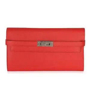 Hermès Rouge Tomate Epsom Kelly Long Wallet Phw - Red
