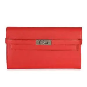 Hermès Rouge Tomate Epsom Kelly Long Wallet Phw - Red