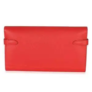 Hermès Rouge Tomate Epsom Kelly Long Wallet Phw - Red