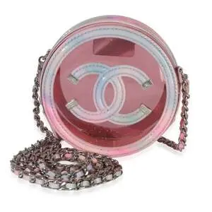 CHANEL Chanel Multicolor PVC Lambskin Filigree Round Clutch With Chain