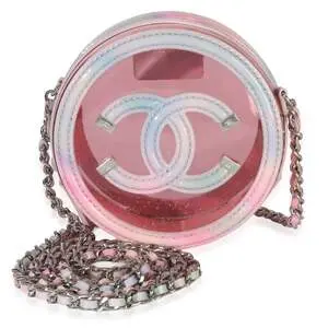 CHANEL Chanel Multicolor PVC Lambskin Filigree Round Clutch With Chain