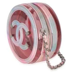 Chanel Multicolor Pvc Lambskin Filigree Round Clutch With Chain