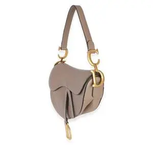 Dior Taupe Grained Calfskin Saddle Bag - Brown