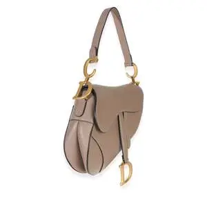 Dior Taupe Grained Calfskin Saddle Bag - Brown