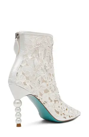 Betsey Johnson Embellished Floral Bootie