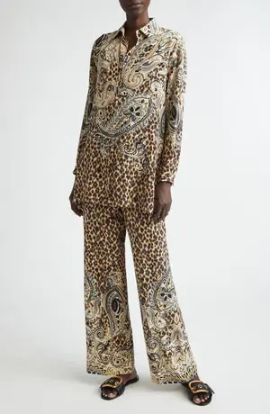 Etro Straight Leg Silk Pants
