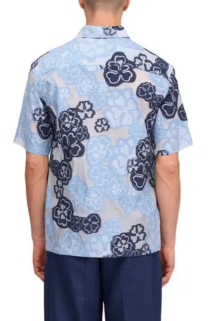 Nn07 Freddy Floral Short Sleeve Button-up Shirt - Blue Multi