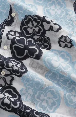 Nn07 Freddy Floral Short Sleeve Button-up Shirt - Blue Multi