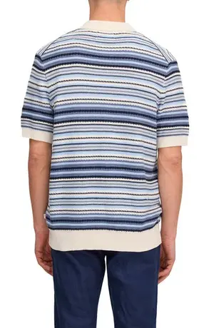 Nn07 Nolan Striped Organic Cotton Polo Cardigan