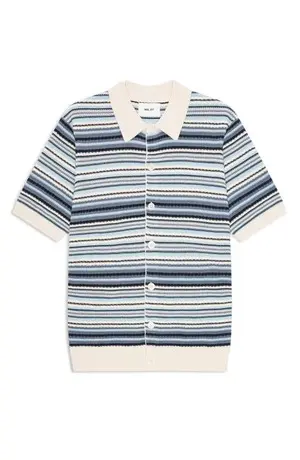Nn07 Nolan Striped Organic Cotton Polo Cardigan