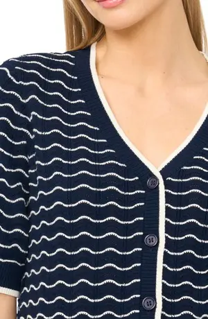 Halogen Scallop Cardigan - Classic Navy
