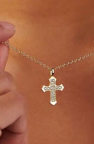 LITTLE SKY STONE 14k Over Sterling Silver Cubic Zirconia Cross Pendant Necklace