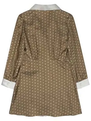 Celine Silk Twill Mini Shirt Dress - Brown